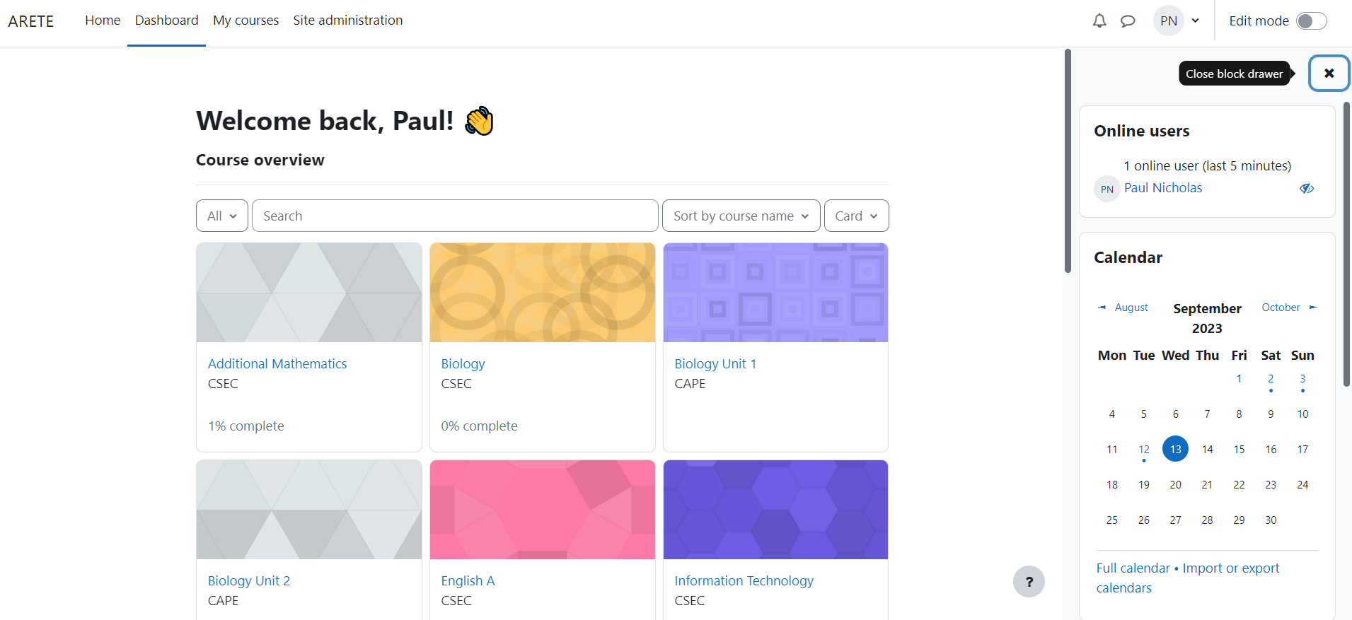ARETE Learning Management System – ARETE Institute of Science